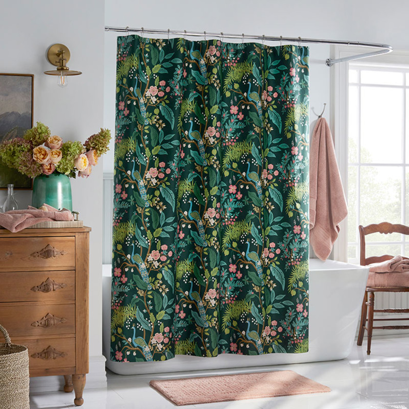 Peacock Floral Print Rifle Paper Co. Shower Curtain