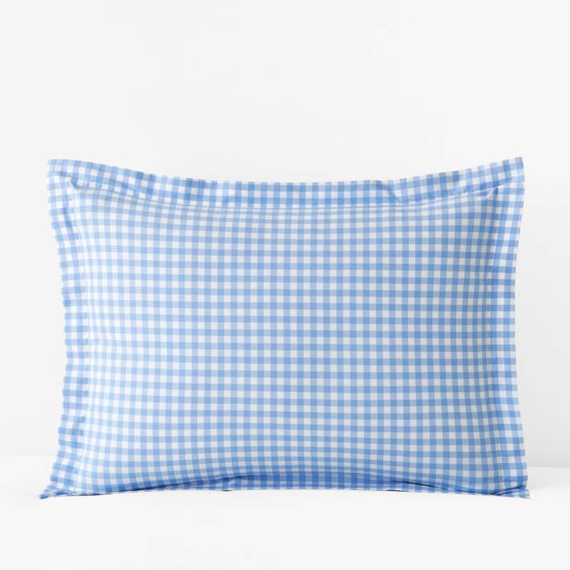 Gingham Organic Cotton Kids Sham - Light Blue, Standard, 20 in. x 26 in.