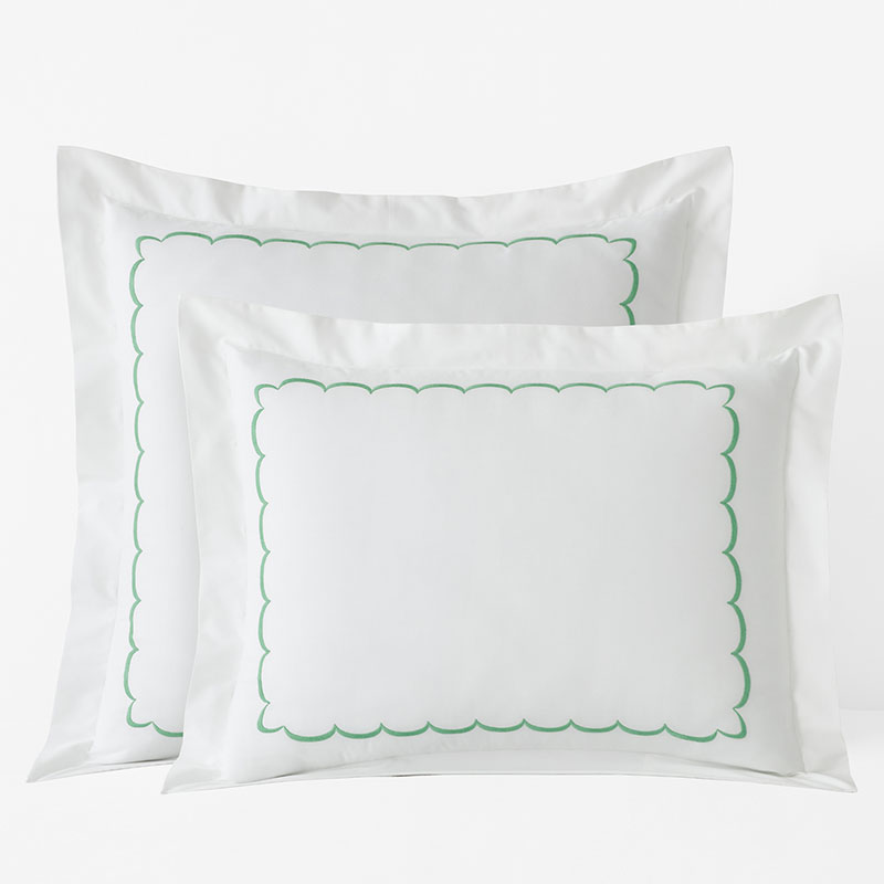 Embroidered Scallop Egyptian Percale Sham | The Company Store
