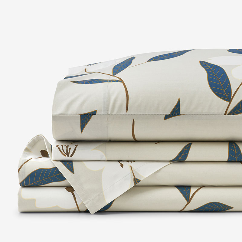 Plumeria Floral Cotton Percale Bed Sheet Set