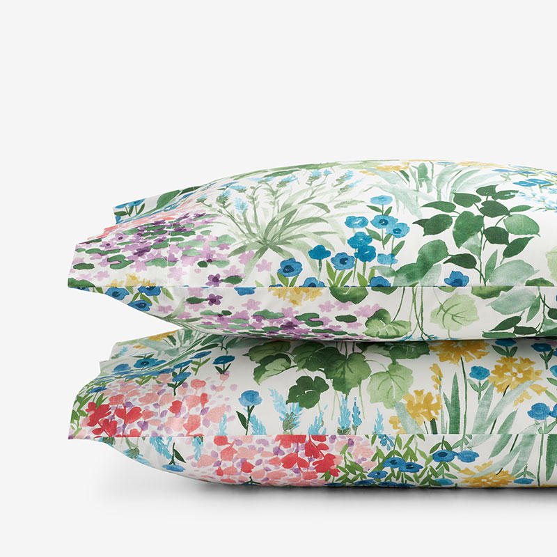 Watercolor Flower Garden Percale Pillowcase Set | The Company Store