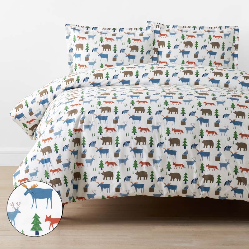 Kids' Forest Friends Percale Duvet Cover Set | The Company Store