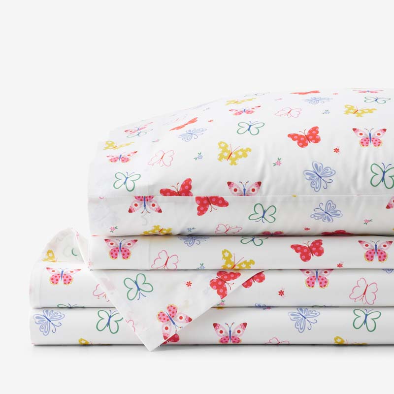 Kids' Ditsy Butterflies Percale Sheet Set | The Company Store