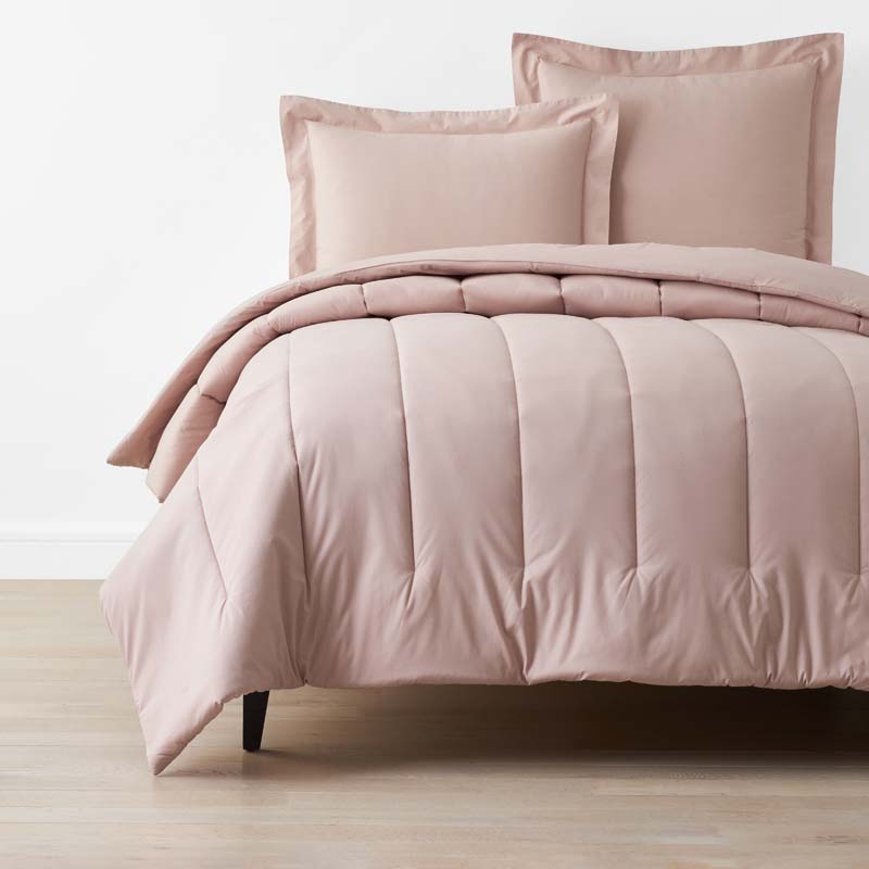 Solid Garment Washed Cotton Percale Comforter - Rose, Twin/Twin XL
