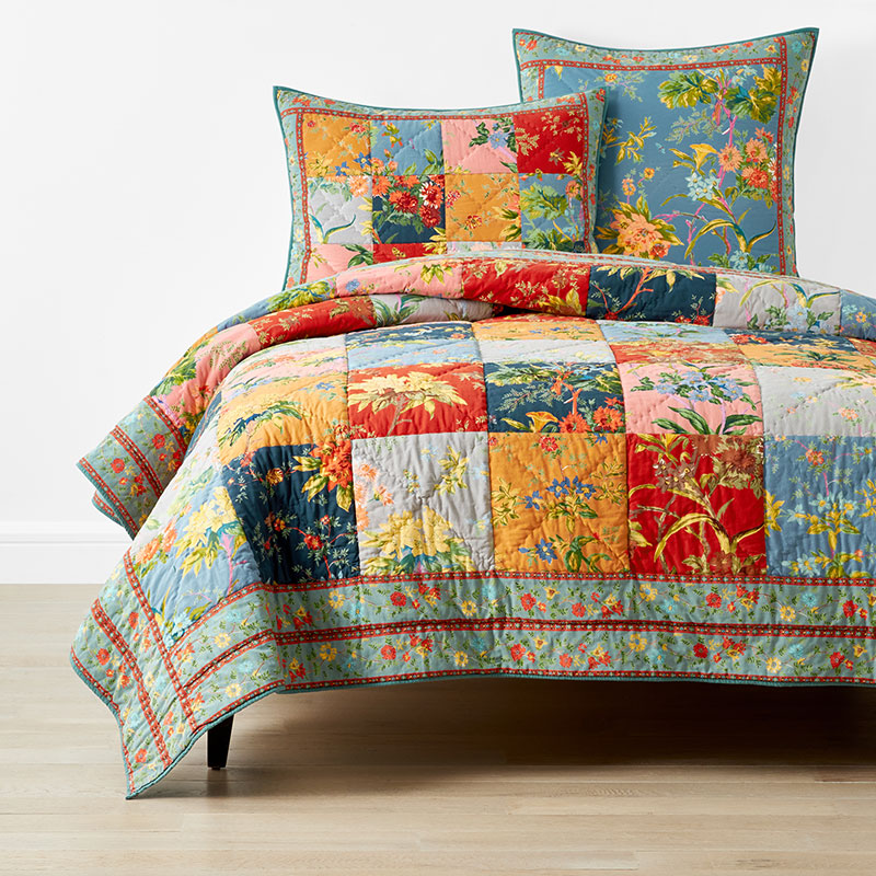 The Company Store Aaliyah Patchwork Quilt In Red/teal/turquoise Blue ...