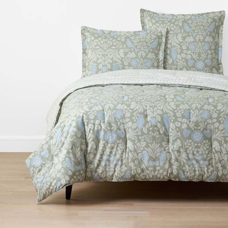 Tira Floral Classic Cool Cotton Percale Reversible Comforter - Bird ...