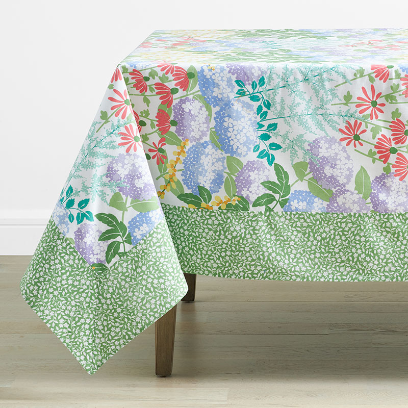 The Company Store Garden Floral Cotton Tablecloth In Green/pink/yellow ...