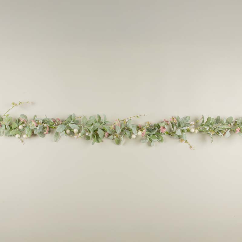 6-Foot Pink Berries & Lamb's Ear Garland | The Company Store
